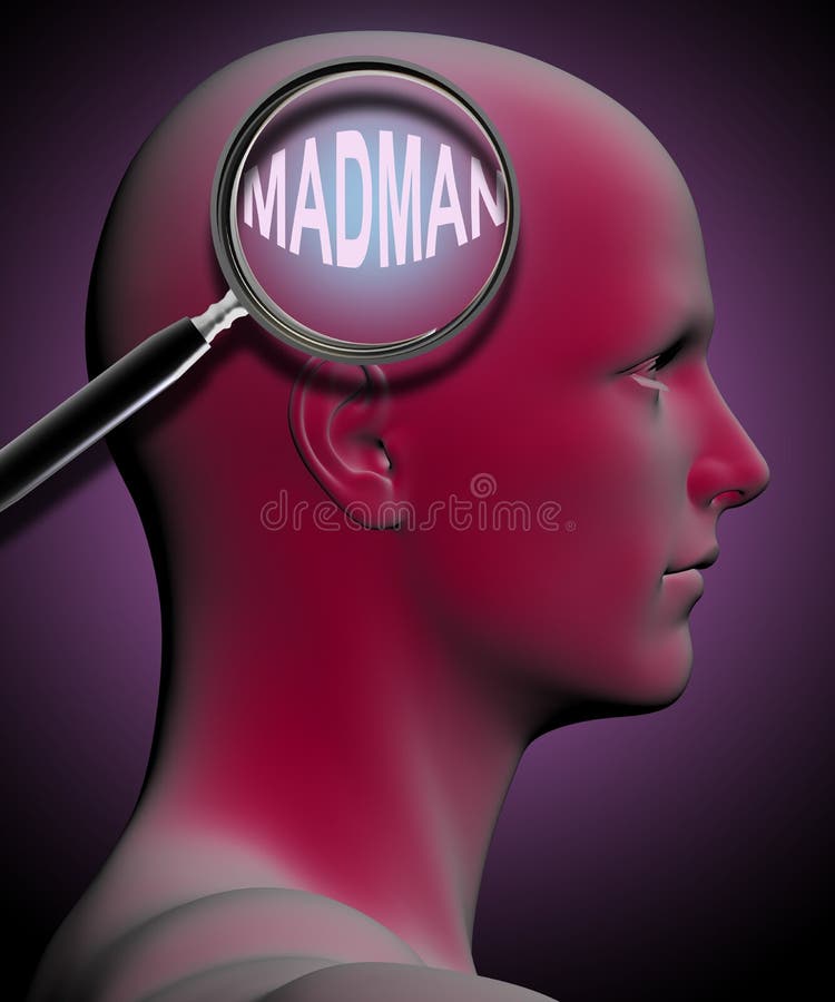 Profile of a Man with Close Up of Magnifying Glass on MADMAN Stock ...