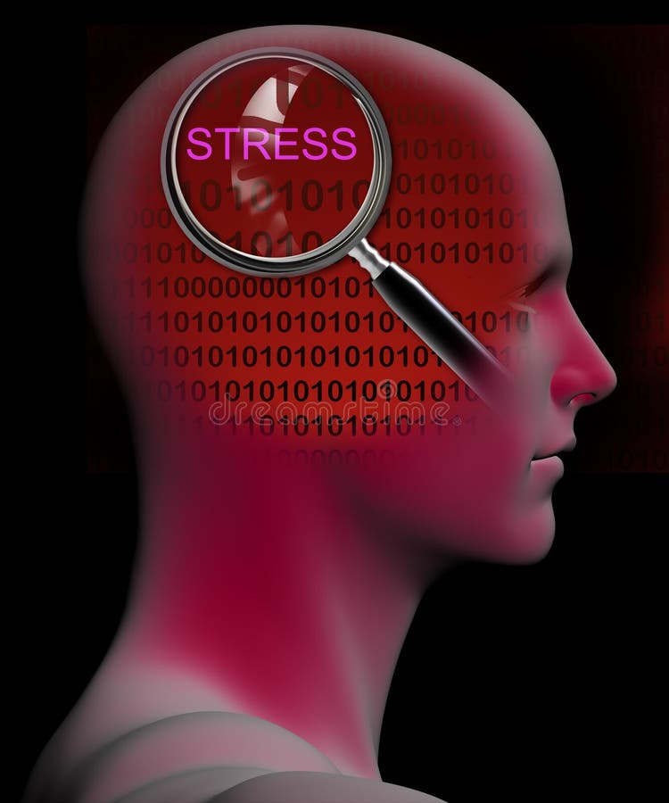 Profile of a Man with Close Up of Magnifying Glass on STRESS Stock ...