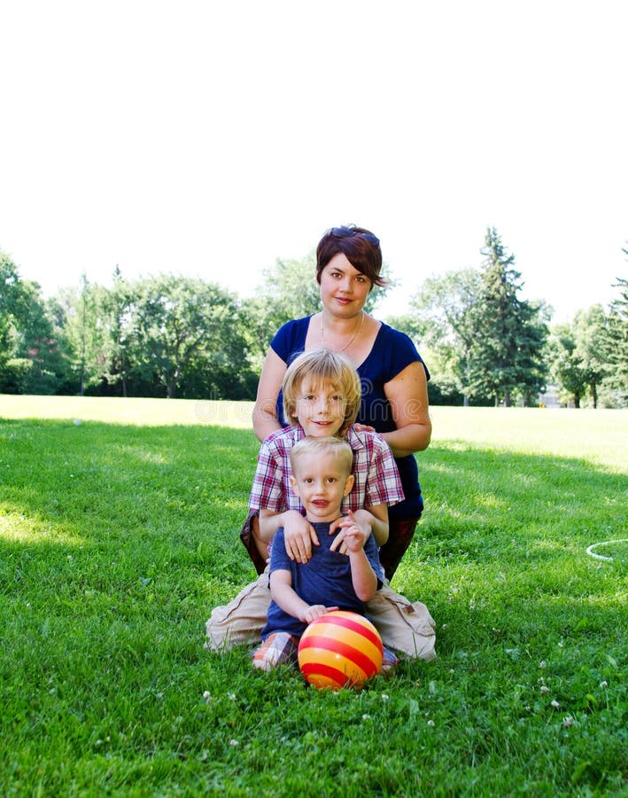 Profile of Mom and Two Sons Stock Image - Image of family, adult: 50760033