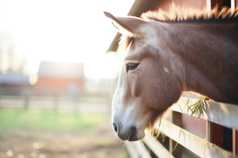 Profile of a Mule with Barn in Soft Focus Stock Illustration ...