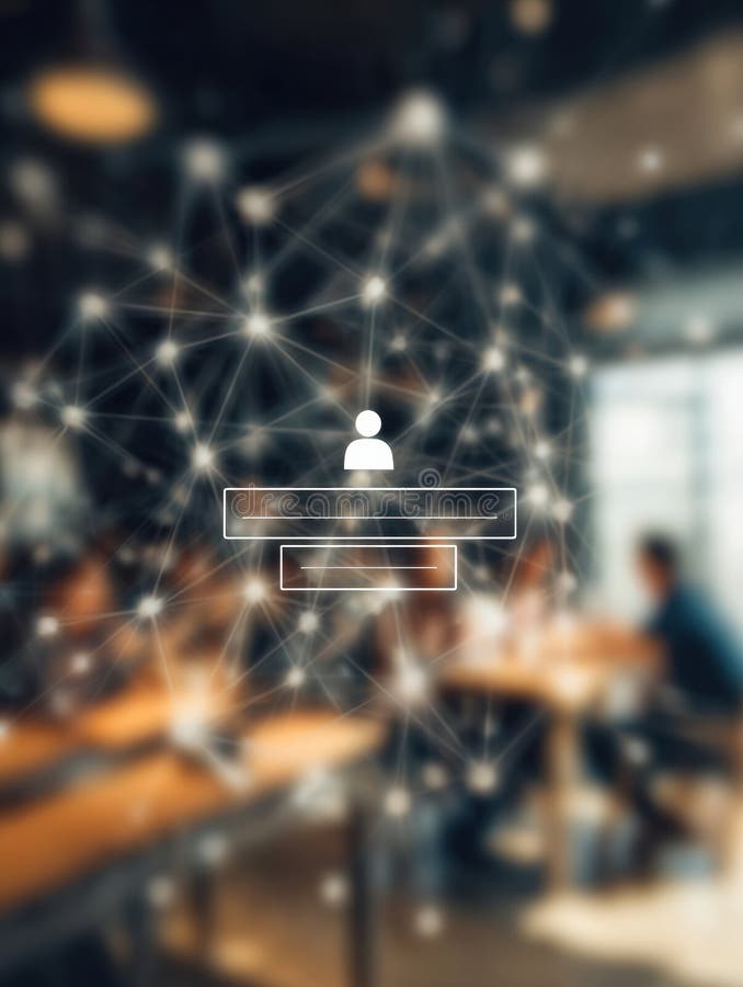 Blurred Social Media Profile Login Overlay with Interconnected Network ...