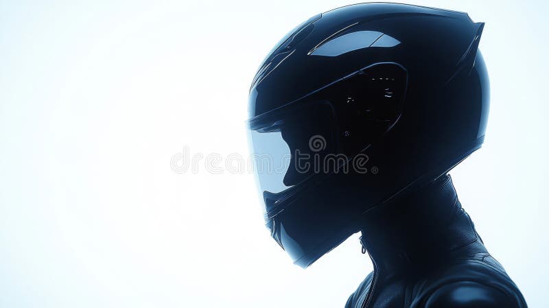 Profile of Person in Black Futuristic Helmet Stock Illustration ...