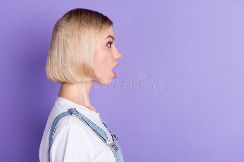 Profile Photo Of Nice Impressed Short Hairdo Blond Lady Wear White T
