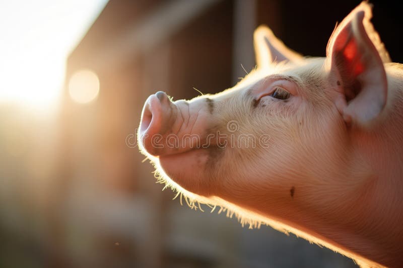 Profile of a Pigs Face Highlighted by Sunshine Stock Illustration ...