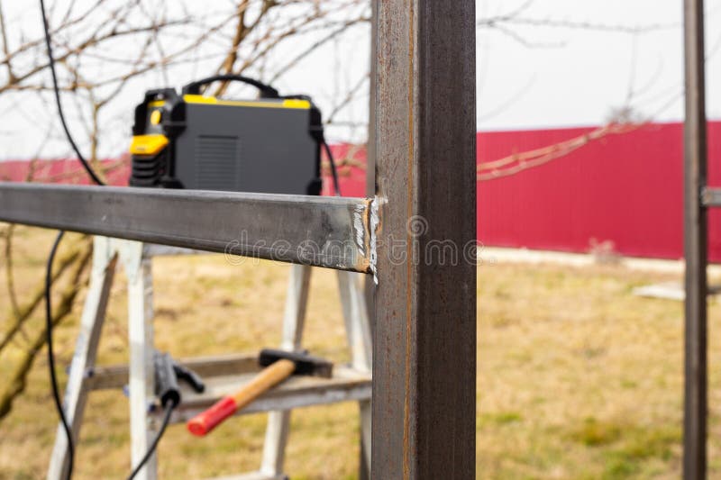 Profile Pipes Connected by Welding, Construction of a Metal Structure ...