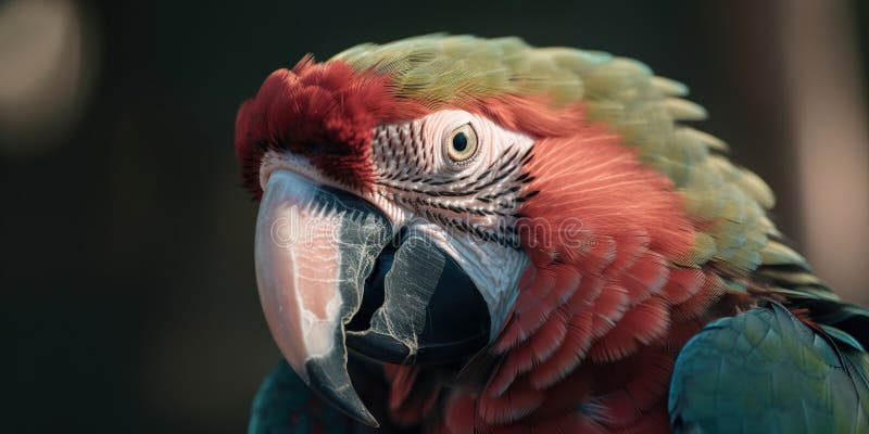 Profile Portrait of Green-winged Macaw Parrot. Generative AI Stock ...