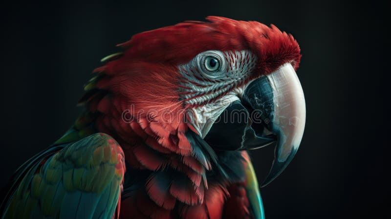 Profile Portrait of Green-winged Macaw Parrot. Generative AI Stock ...