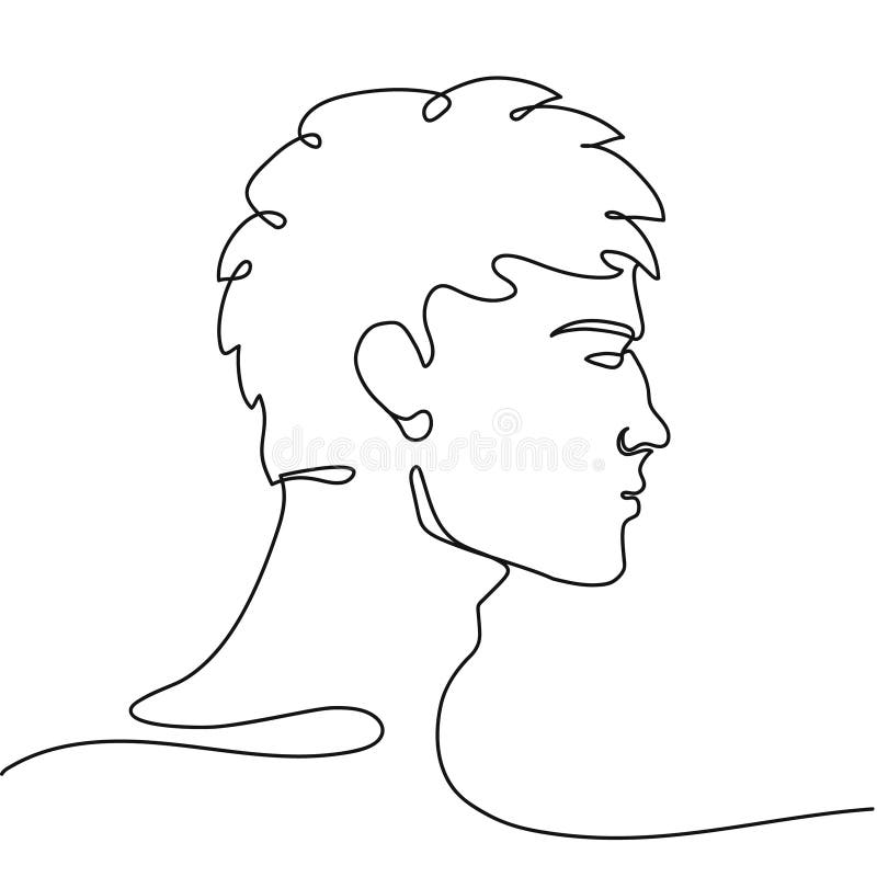 Profile Portrait of Handsome Man, One Line Drawing Stock Vector ...