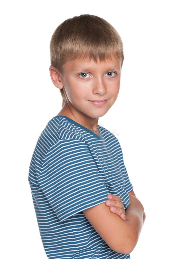 Profile Portrait of a Blond Kid Stock Photo - Image of handsome ...