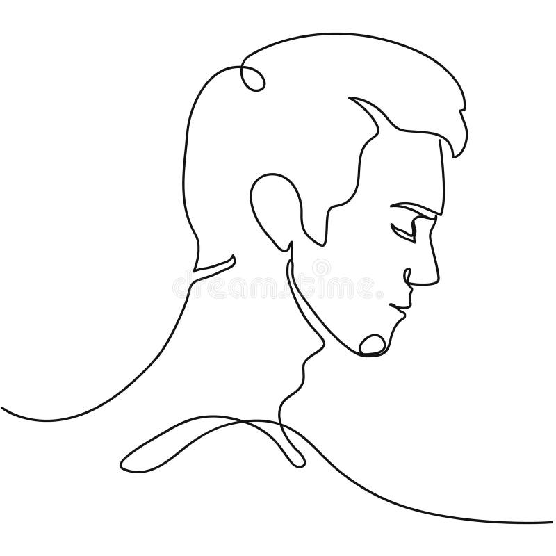 Profile Portrait of a Man, One Line Drawing Stock Vector - Illustration ...