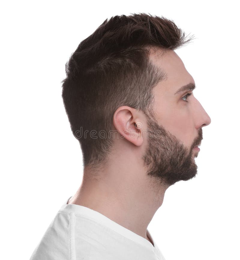 Profile Portrait of Man on White Background Stock Image - Image of ...