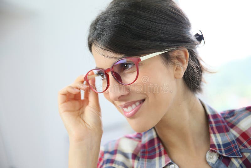 Profile Portrait of Smiling Young Woman Wearing Eyeglasses Stock Image ... Profile Portrait of Smiling Young Woman Wearing Eyeglasses Stock Image ...