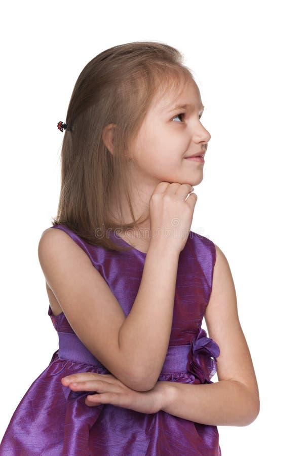 Profile Portrait of a Smiling Little Girl Stock Image - Image of single ...