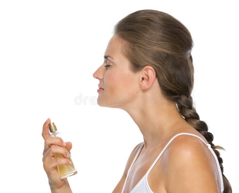 Profile Portrait Young Woman Applying Perfume Stock Photos - Free ...