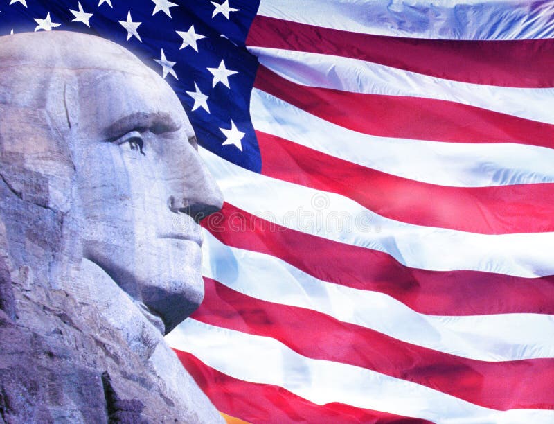 Profile of President George Washington and American Flag Stock Photo ...