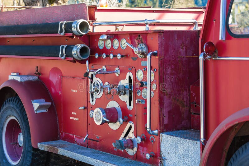 Classic red fire engine stock photo. Image of equipment - 178936882