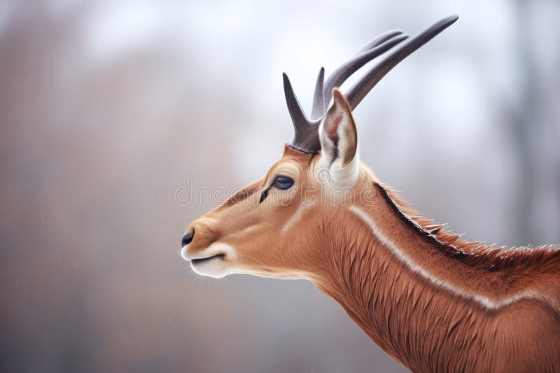 Profile of Roan Antelope with Breath Visible in Cold Air Stock ...
