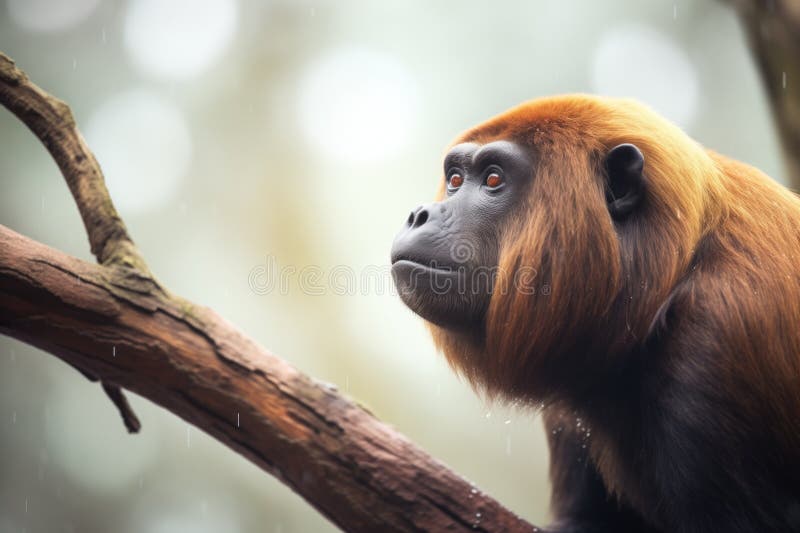 Profile of a Roaring Howler Monkey on a Tree Limb Stock Illustration ...