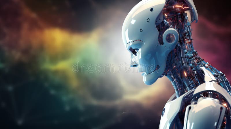 Profile Robot with Abstract Background Stock Photo - Image of worker ...