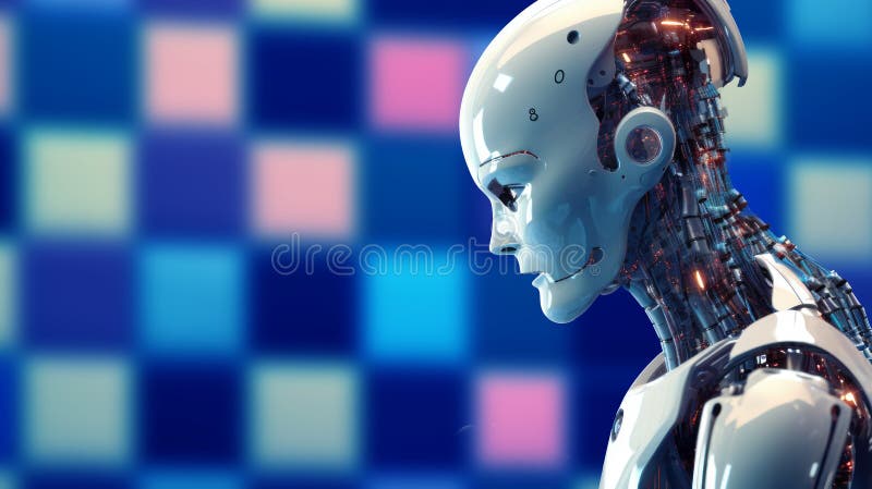Profile Robot with Abstract Background Stock Photo - Image of worker ...