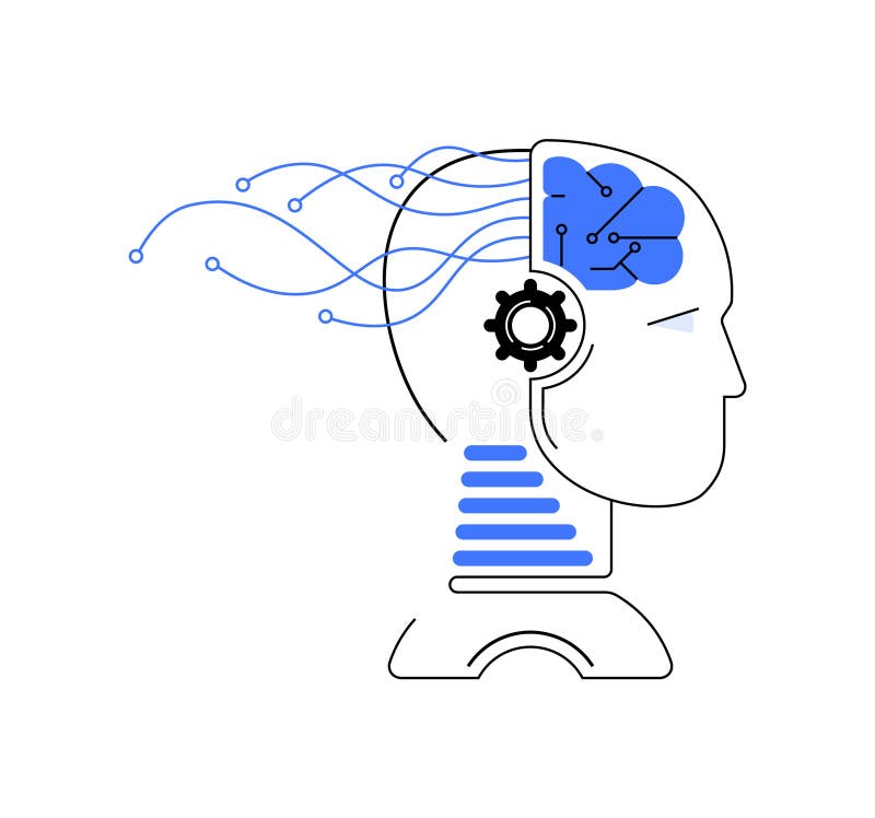 Profile of a Robot Head with Gears and Circuits Representing AI ...