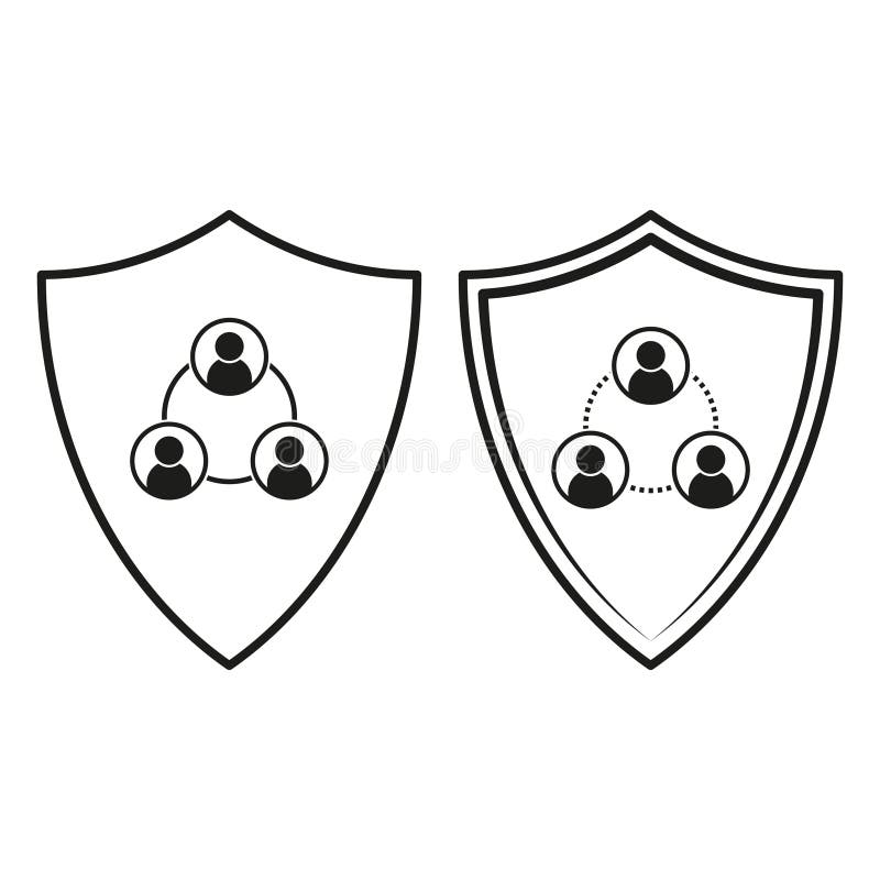 Profile Shield Icon. Secure User Protection. Connected Group Symbol ...
