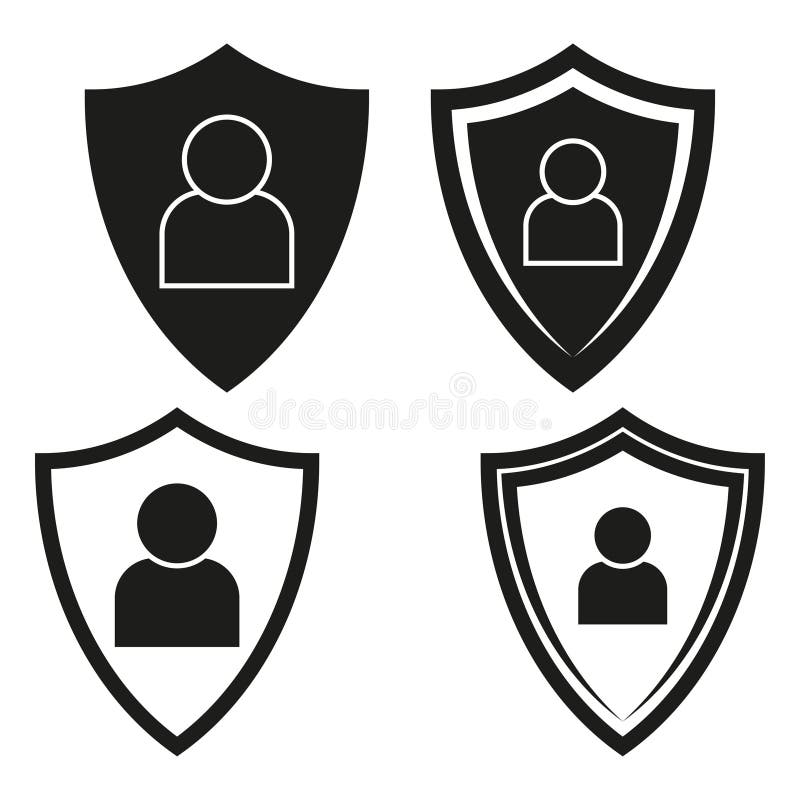 Profile Shield Icons. User Guard Emblem. Protective Badge Vector ...