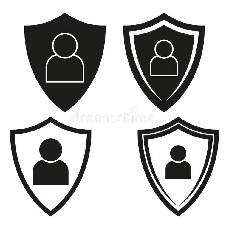 Profile Shield Icons. User Guard Emblem. Protective Badge Vector ...