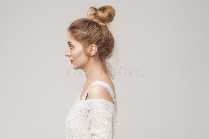 Profile Side Mixed Race Blonde Woman Looking Away Stock Photo - Image ...