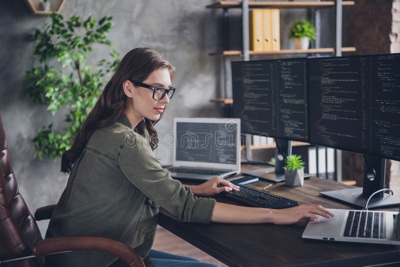 Profile Side Photo of Professional Hacker Working Content Safety Site ...