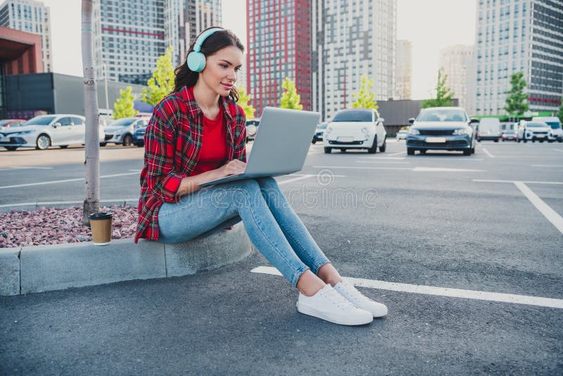 Profile Side View Portrait of Attractive Skilled Girl Coder Using ...
