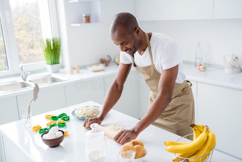 Profile Side View Portrait of Nice Attractive Cheerful Guy Housekeeper ...