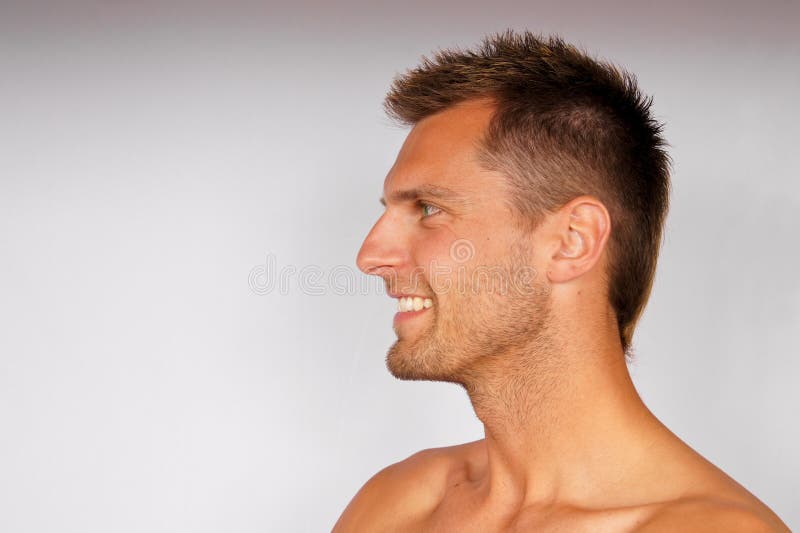Profile Of Smiling Young Man. Stock Photo - Image of beautiful, smiling ...