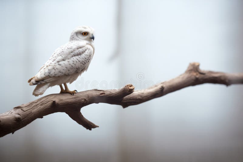 Profile of Snowy Owl on an Isolated Silhouetted Branch Stock Photo ...