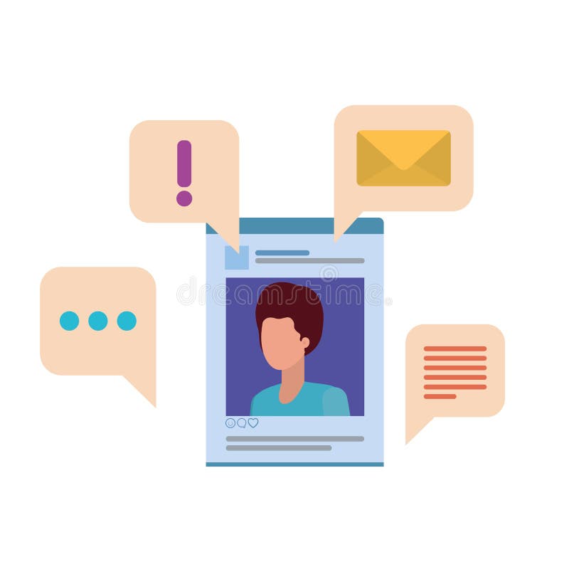 Profile Social Network Man with Speech Bubble Stock Vector ...