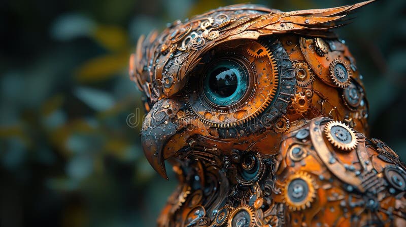 Profile of a Steampunk Owl with Gears and Cogs Stock Photo - Image of ...