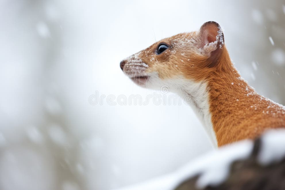Profile of Stoat with Winter Forest Backdrop Stock Illustration ...