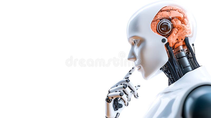 Profile of Thinking Robot with Visible Brain Stock Illustration ...
