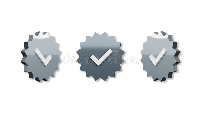 Profile Verification Check Mark Icon Grey from Different Angles Stock ...