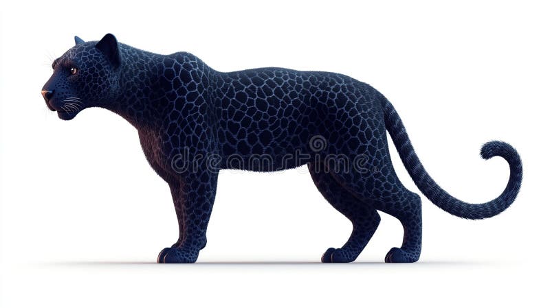 Profile View of a Black Panther, Digitally Rendered, Isolated on White ...