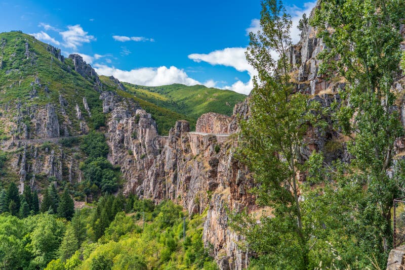 Profile View of Dam in the Gorge Stock Photo - Image of exploitation ...