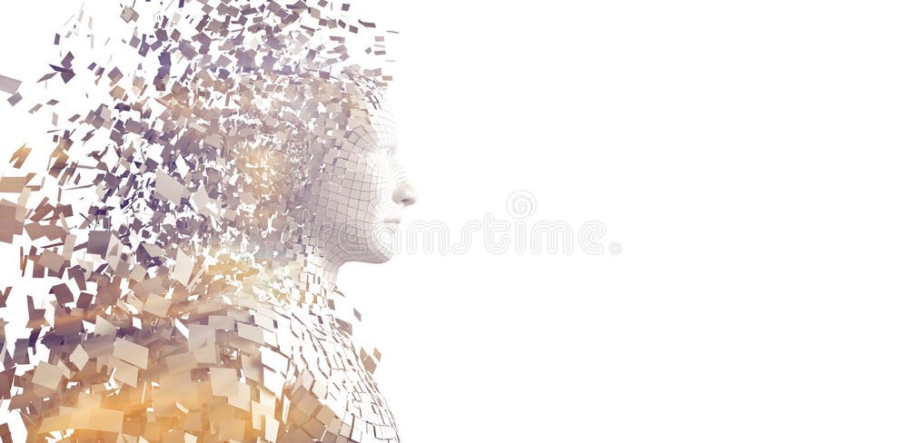 Profile View of Digital Pixelated 3d Man Stock Illustration ...