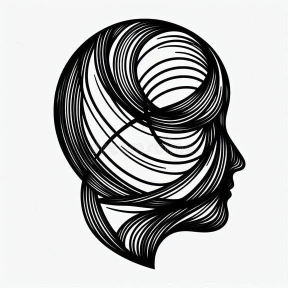 Profile View of Face in Twisting Lines Stock Illustration ...