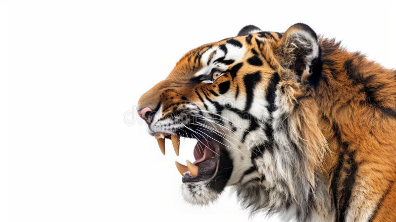 Profile View of a Fierce Tiger Showing Its Open Mouth Stock Image ...