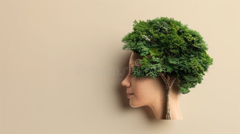 A Profile View of a Human Face with a Tree Growing from Their Ear Stock ...