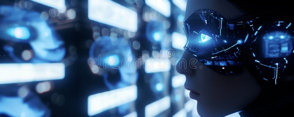 Profile View of a Humanoid Robot with Advanced Visual Interface Eyewear ...