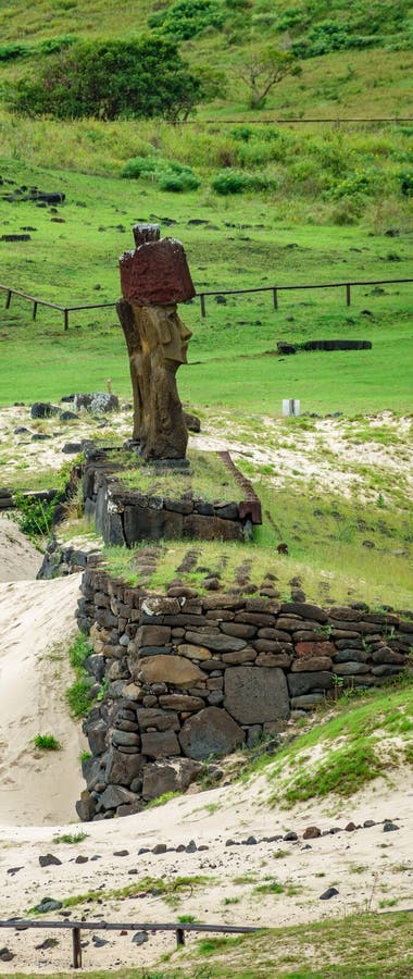 Profile View of Moai Platform in Anakena Beach Stock Photo - Image of ...