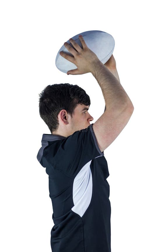 Profile View of Rugby Player Throwing a Ball Stock Image - Image of ...