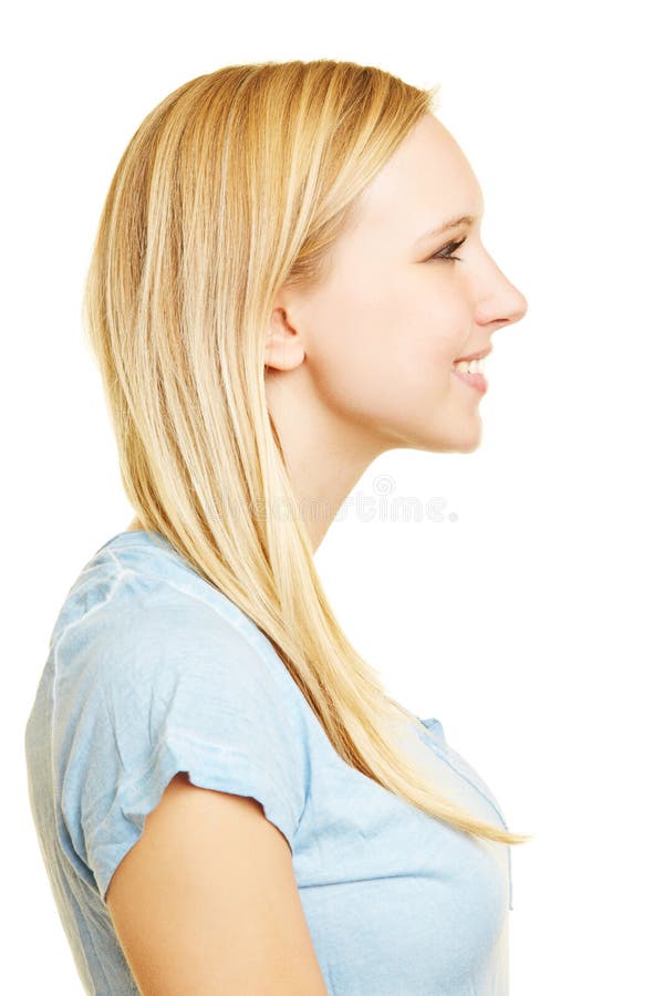 Profile View of Young Blonde Woman Stock Photo - Image of student ...