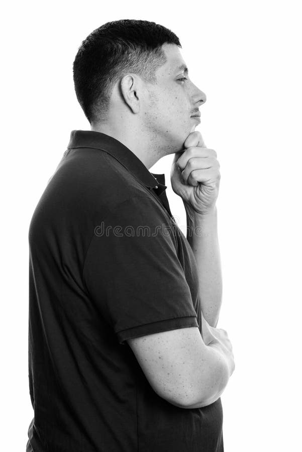 Profile View of Young Hispanic Man Thinking Stock Image - Image of ...